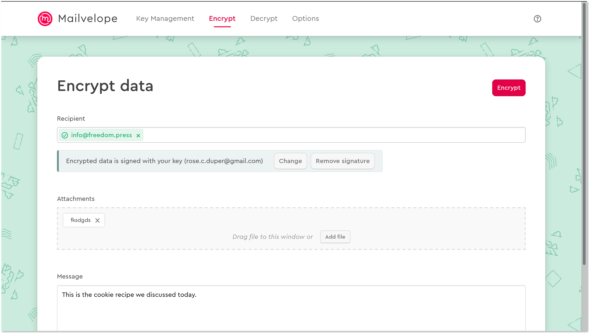 Encrypting email with Mailvelope